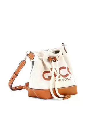 Gucci Logo Printed Canvas Bucket Bag