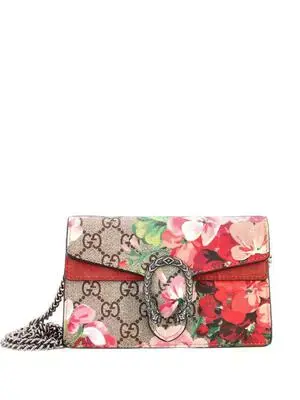 Gucci Dionysus Bag Blooms Print Gg Coated Canvas Super Mini Crossbody Bag - Brown