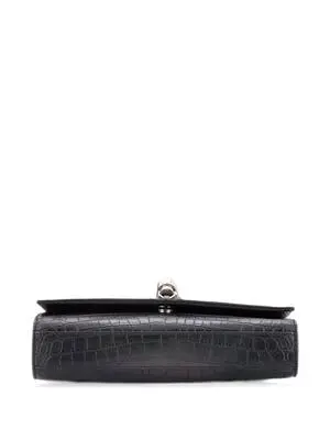 Saint Laurent Monogram Tassel Crocodile Embossed Leather Medium Crossbody Bag