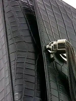 Saint Laurent Monogram Tassel Crocodile Embossed Leather Medium Crossbody Bag