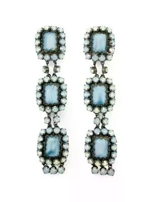 JENNIFER GIBSON JEWELLERY 1980s Opaline-glass Shoulder-duster Earrings - Grey