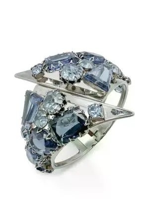 JENNIFER GIBSON JEWELLERY 1950s Crystal Cuff Bracelet - Silver