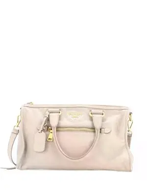 Prada Front Zip Convertible Vitello Phenix Medium Satchel - Neutrals