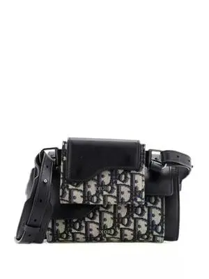 Dior Elite Shoulder Pouch Oblique Canvas And Calfskin Crossbody Bag - Black