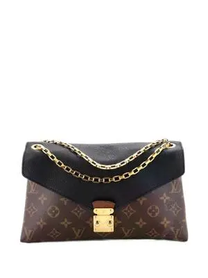 LOUIS VUITTON Pallas Chain Monogram Canvas And Calfskin Shoulder Bag - Black