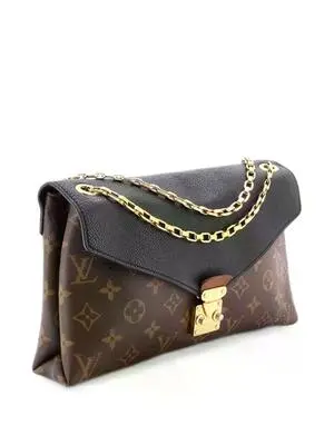 LOUIS VUITTON Pallas Chain Monogram Canvas And Calfskin Shoulder Bag - Black