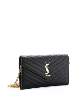 Saint Laurent Monogram Wallet On Chain - Black