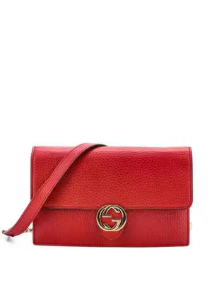 Gucci Interlocking Wallet On Chain Crossbody Bag - Red