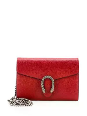 Gucci Dionysus Chain Wallet Leather With Embellished Detail Small Crossbody Bag - Red