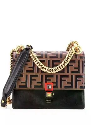 Fendi Kan I Zucca Embossed Leather Shoulder Bag