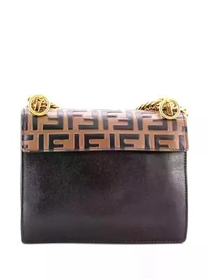 Fendi Kan I Zucca Embossed Leather Shoulder Bag - Black