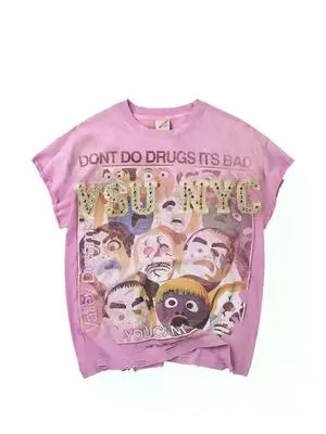 VALE FOREVER Graphic-print Crystal-embellished T-shirt - Pink