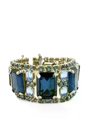 JENNIFER GIBSON JEWELLERY 1950s Oversize Sapphire Crystal Bracelet - Silver