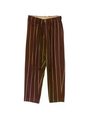 UMA WANG Stripe-pattern Drawstring Trousers - Brown