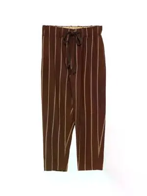 UMA WANG Stripe Pattern Drawstring Trousers - Brown