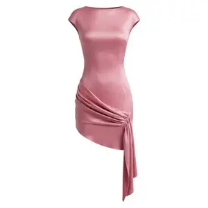 AISL Ruched Drape Cascade Mini Dress - Pink