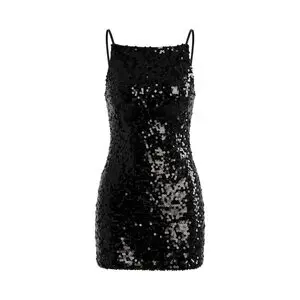 AISL Sequin Embellished Spaghetti Strap Mini Dress