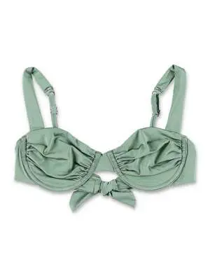 BELAMER Aless Ruched Tie Bikini Top - Green