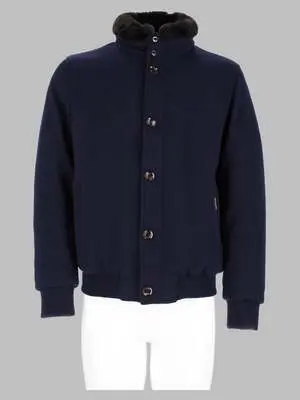 MOORER Wool Blend Jacket With Fur Trim Collar