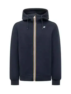 K-WAY Zip-front Sweatshirt With Hood - Blue Depth