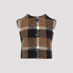 Celine Sleeveless Button-front Knit Vest - Brown