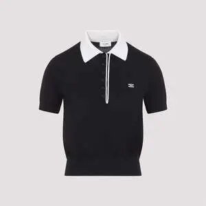 Celine Cashmere Silk Polo Sweater - Black