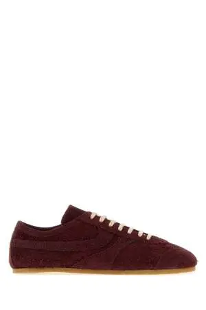 Dries Van Noten Burgundy Suede Lace-up Sneakers