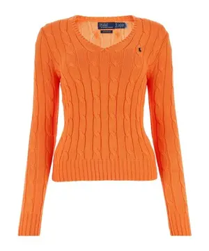 Polo Ralph Lauren V-neck Cable-knit Jumper - Orange