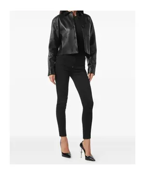Philipp Plein Leather Cropped Shirt