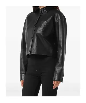 Philipp Plein Leather Cropped Shirt