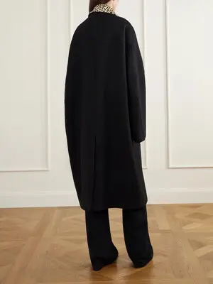 RÓHE Midlength Wool-blend Coat With Spotted Collar
