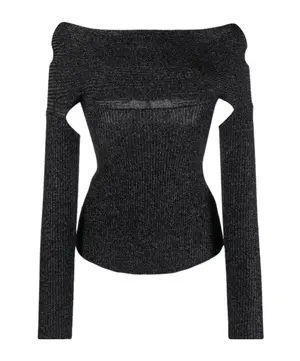 Khaite Salma Open-back Off-shoulder Long-sleeve Top - Black