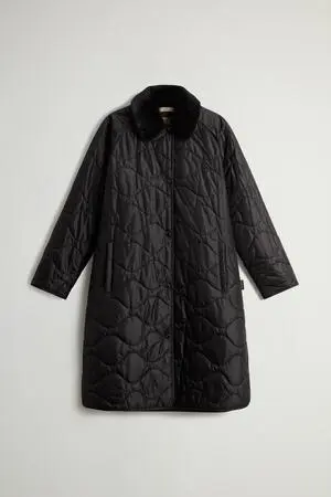 Woolrich Single Breasted Faux Fur Collar Coat