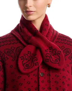 Guest In Residence Bandana Wool & Cashmere Bowtie Scarf Carmine/black