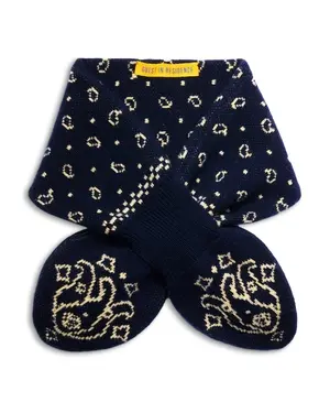 Guest In Residence Bandana Wool & Cashmere Bowtie Scarf - Midnight/butter