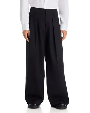 Simone Rocha Relaxed Wide Leg Pleated Pants - Black