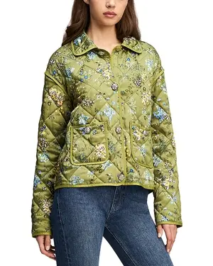 Cinq À Sept Hand Sketched Floral Quilted Jacket