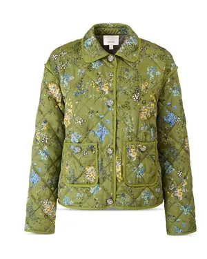 Cinq À Sept Hand Sketched Floral Quilted Jacket