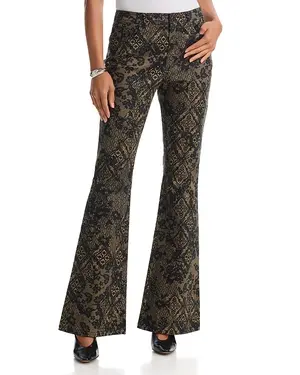 Cinq À Sept Charlie Printed Patchwork Lace High Rise Flare Jeans