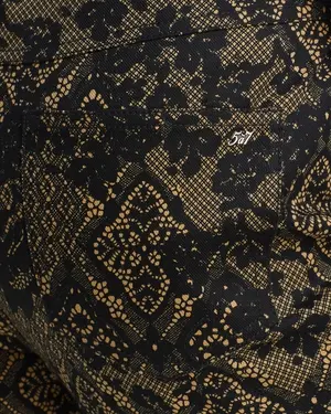 Cinq À Sept Charlie Printed Patchwork Lace High Rise Flare Jeans