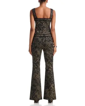 Cinq À Sept Charlie Printed Patchwork Lace High Rise Flare Jeans