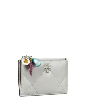 Tory Burch Kira Diamond Quilt Charm Leather Card Case