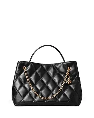 Tory Burch Fleming Quilted Leather Carryall - Black