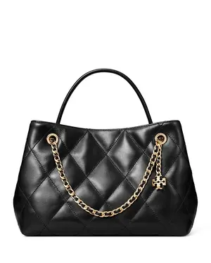 Tory Burch Fleming Suede Quilted Crossbody Bag - Black