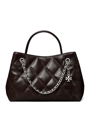 Tory Burch Fleming Suede Quilted Crossbody Bag - Cocoa