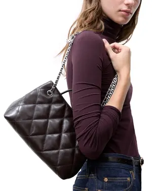 Tory Burch Fleming Suede Quilted Crossbody Bag - Cocoa