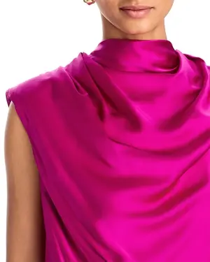 Ramy Brook Farah Draped Neck Midi Dress - Raspberry