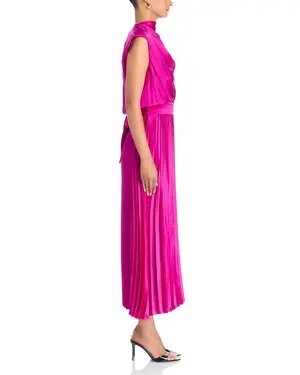 Ramy Brook Farah Draped Neck Midi Dress - Raspberry