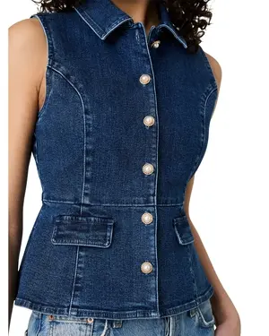 French Connection Denim Peplum Top