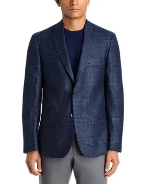 Bloomingdale'S Plaid Sport Coat - Navy